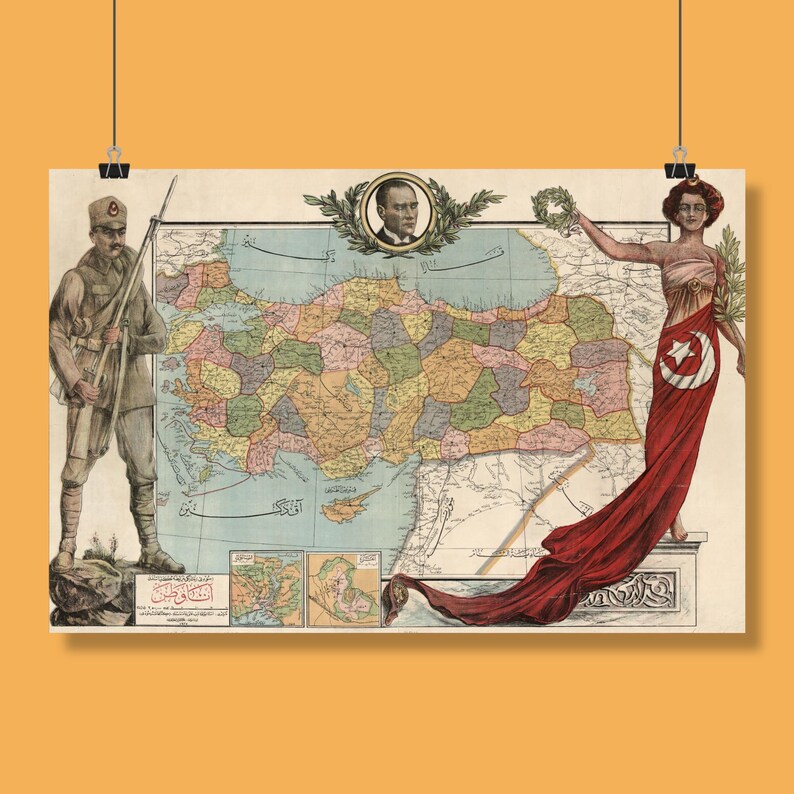 Vintage Map of Turkey (1927) | Vintage Turkey Poster | Vintage Turkey ...