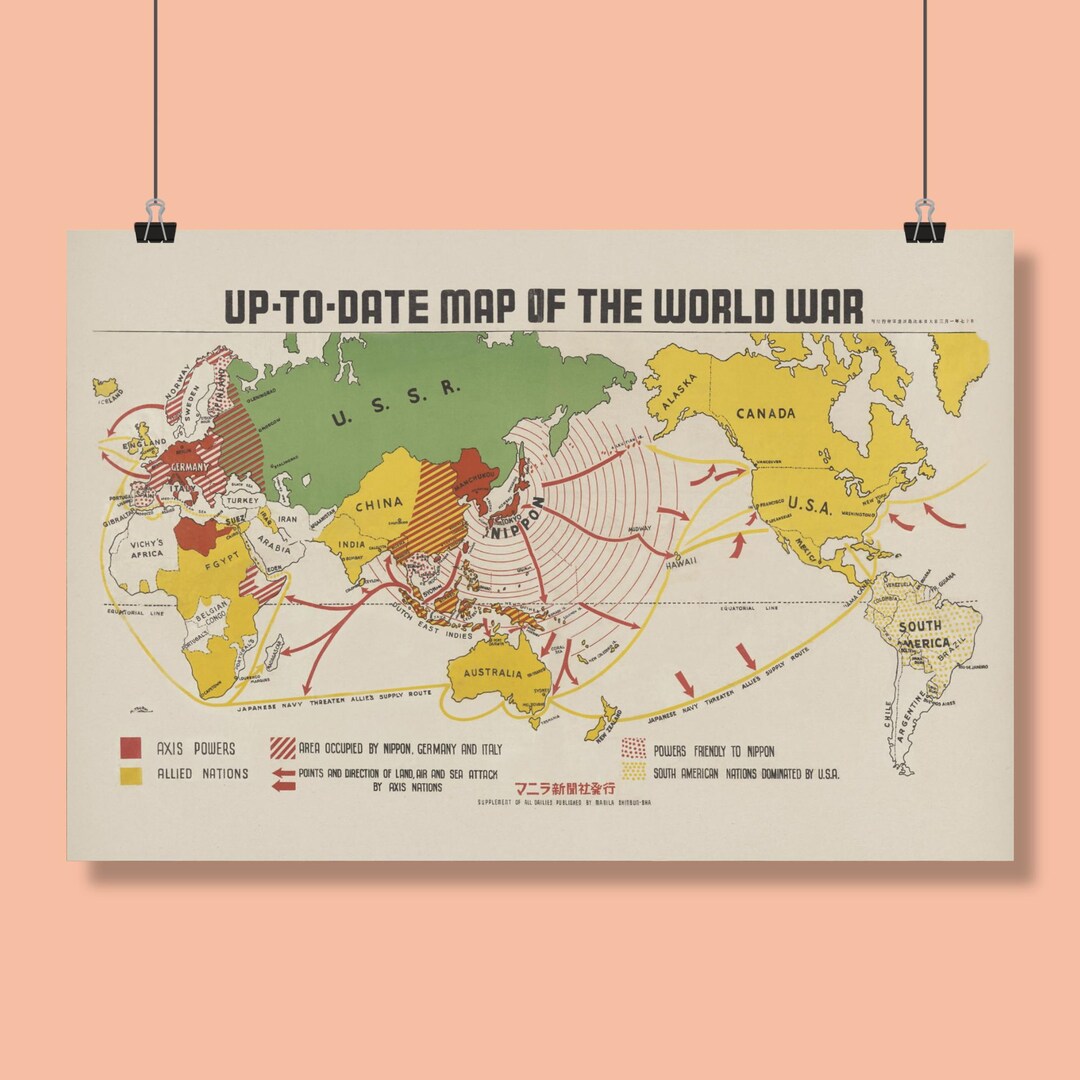 World War 2 Map 1942 WWII Map WW2 Poster WWII Poster Vintage Map - Etsy UK