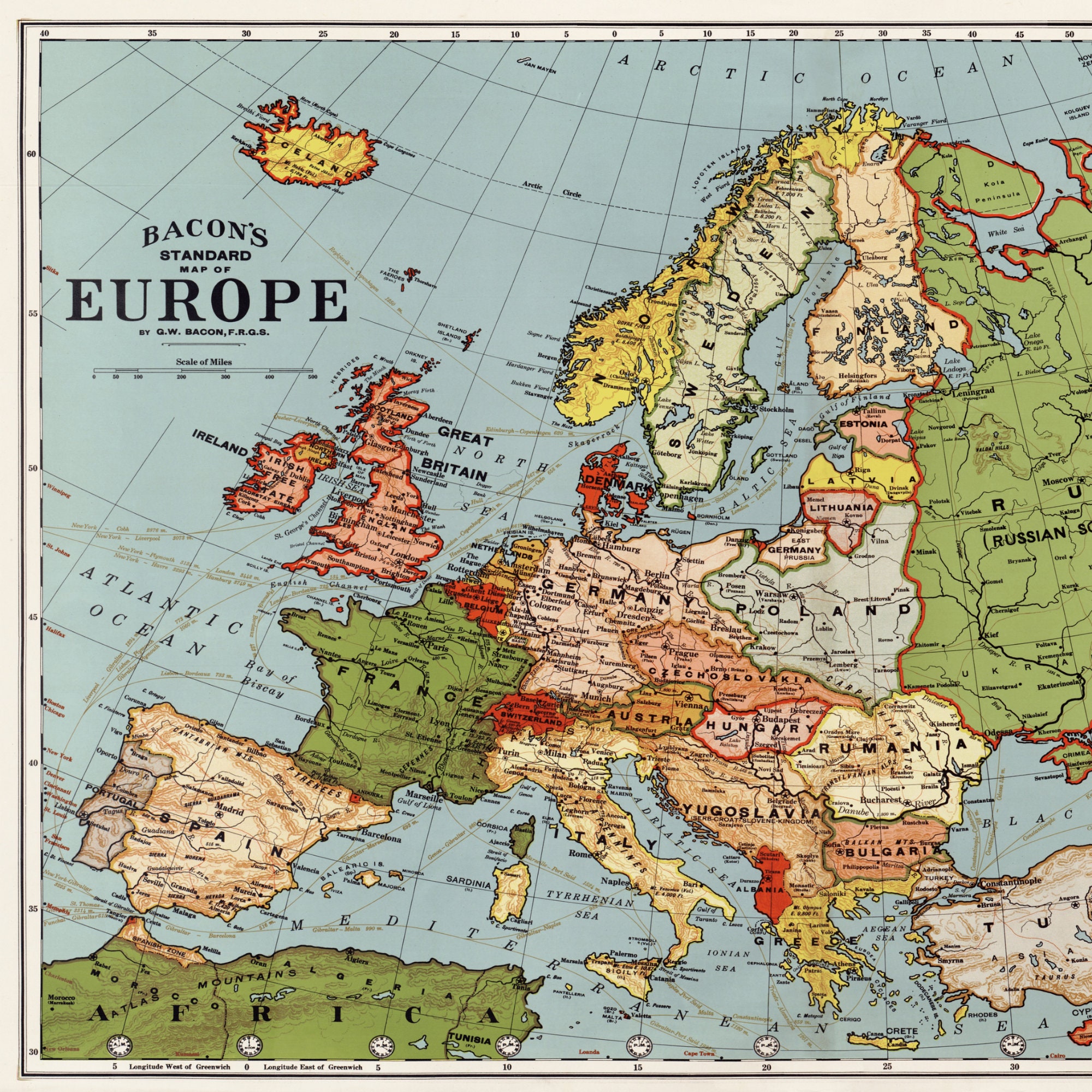 Old Europe Map 1923 Vintage Map Vintage Europe Map - Etsy