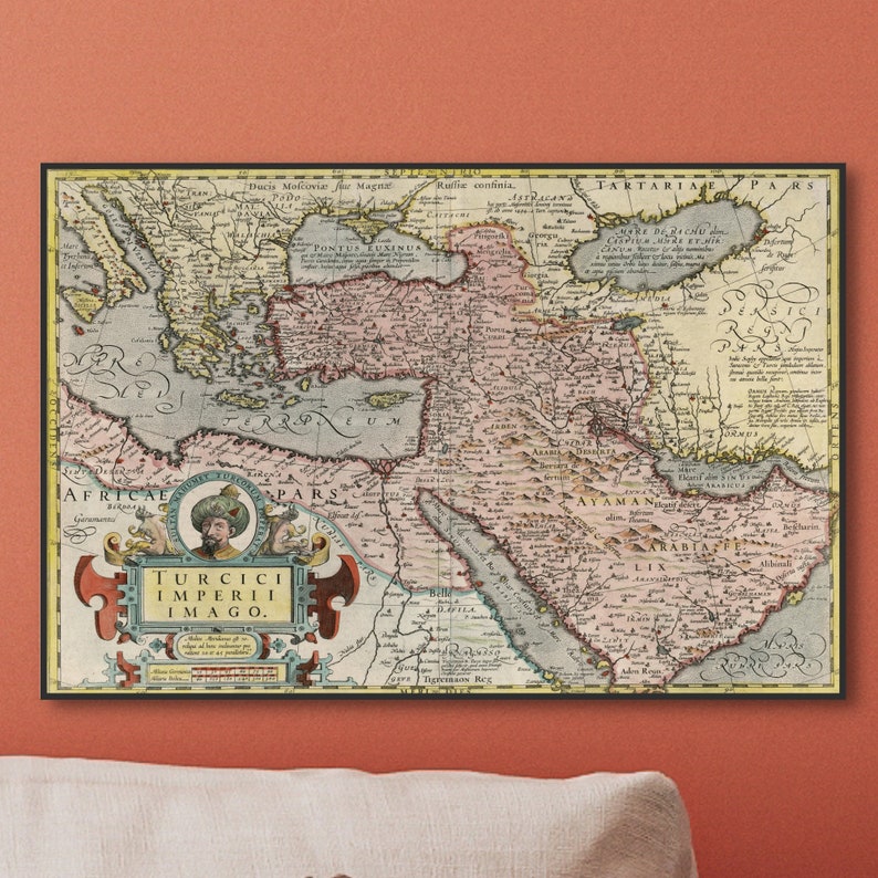 Old Map of the Turkish/ottoman Empire From 17th Century Vintage Turkey ...