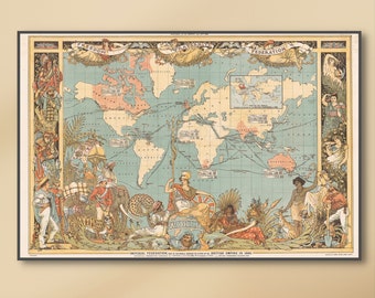 British Empire the Commonwealth Map 1937 Print Poster - Etsy