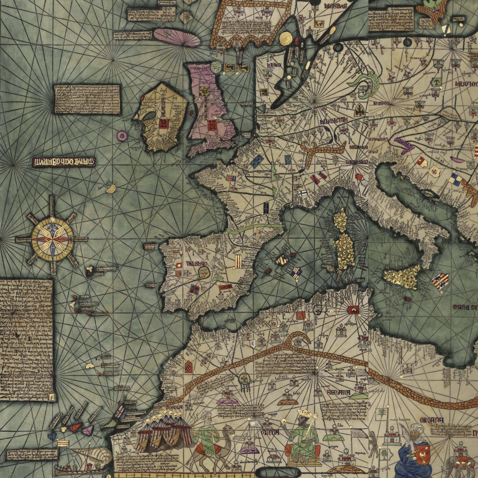 Catalan Atlas Old World Map (1375) by Abraham Cresques | Old ...