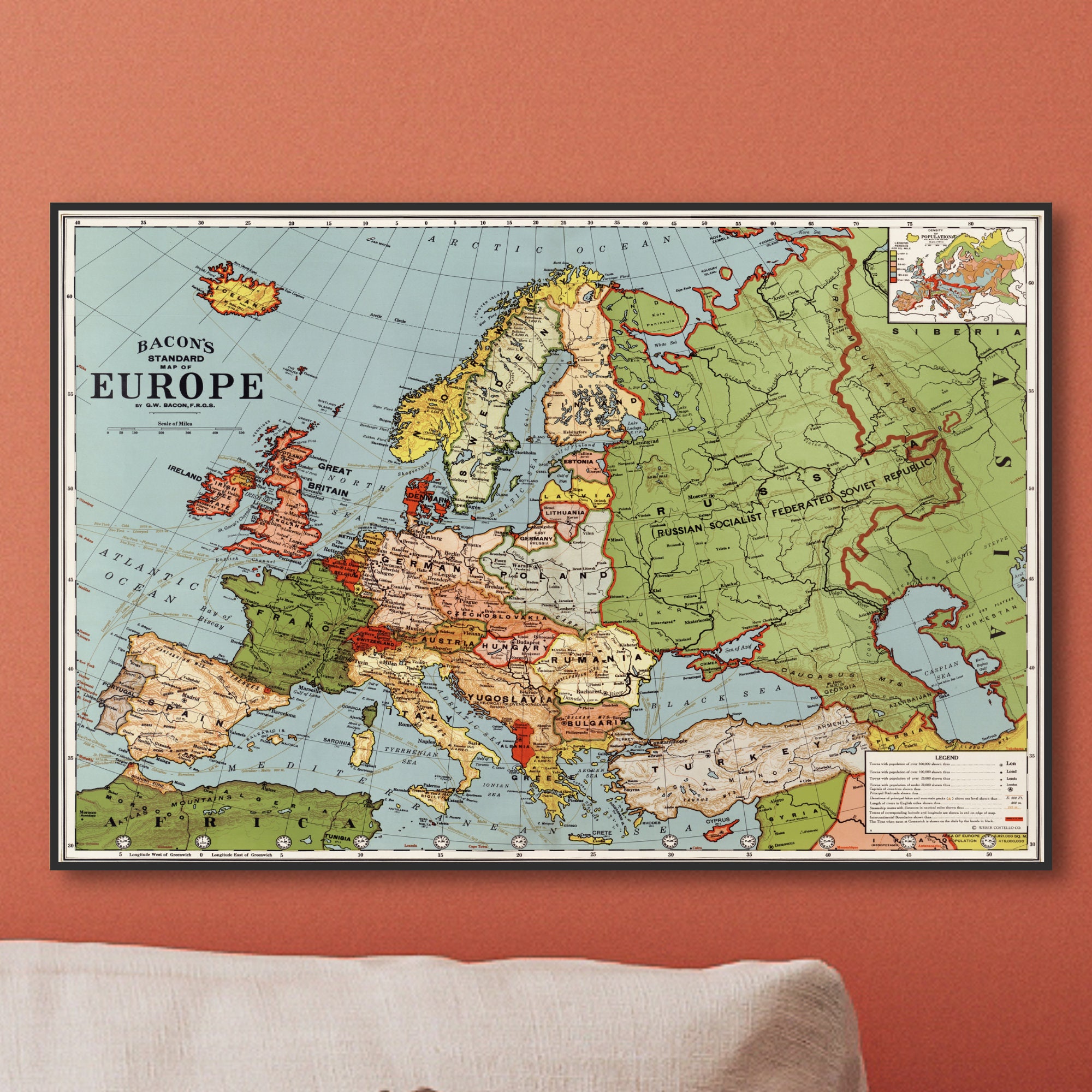 Old Europe Map 1923 Vintage Map Vintage Europe Map - Etsy