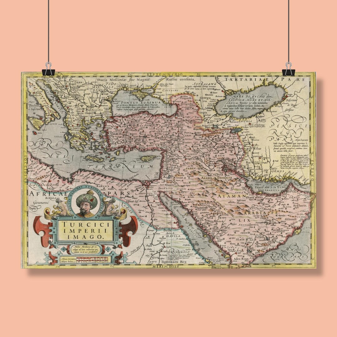Old Map of the Turkish/ottoman Empire From 17th Century | Vintage ...
