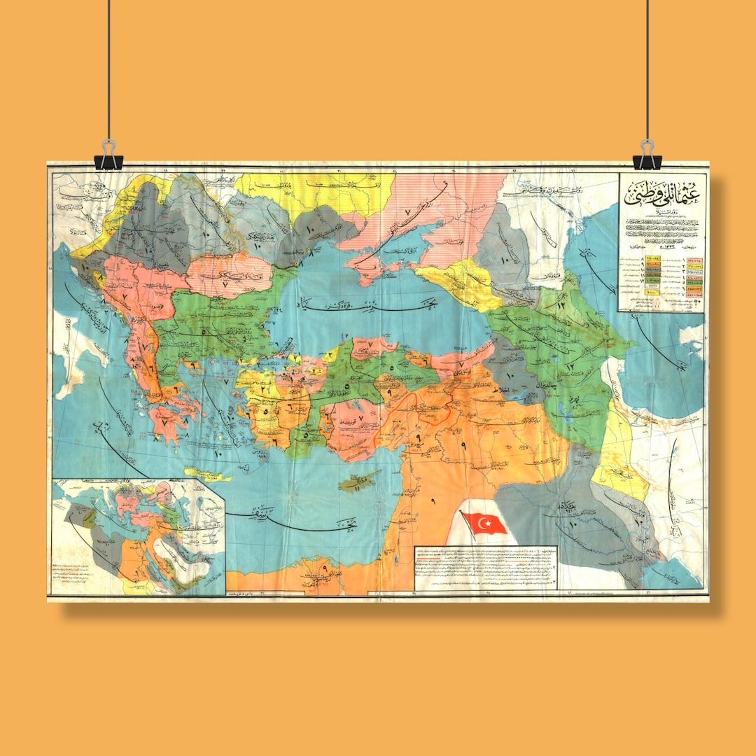 Map of the Turkish/ottoman Empire (1914) | Vintage Turkey Map | Ottoman ...
