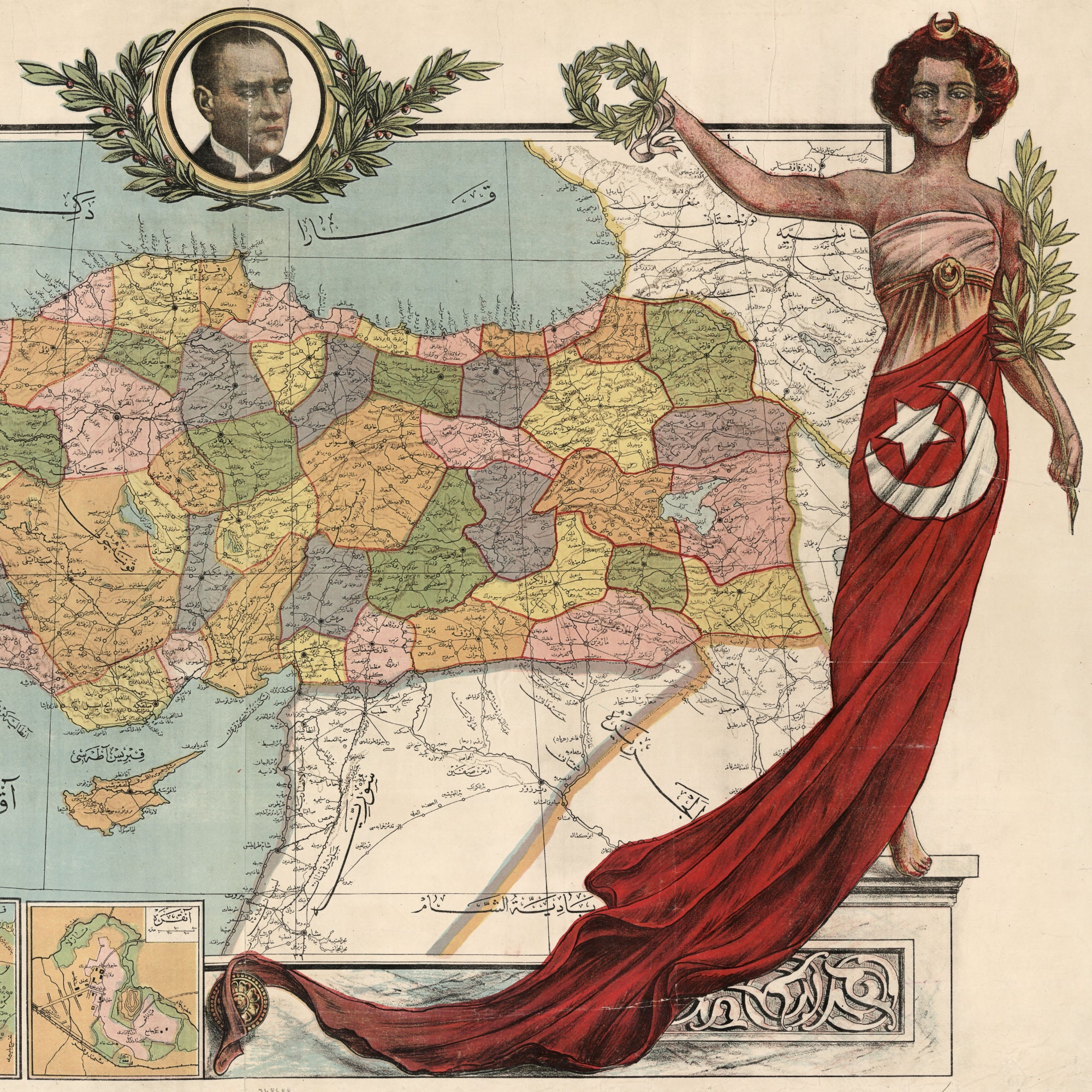 Vintage Map of Turkey (1927) | Vintage Turkey Poster | Vintage Turkey ...
