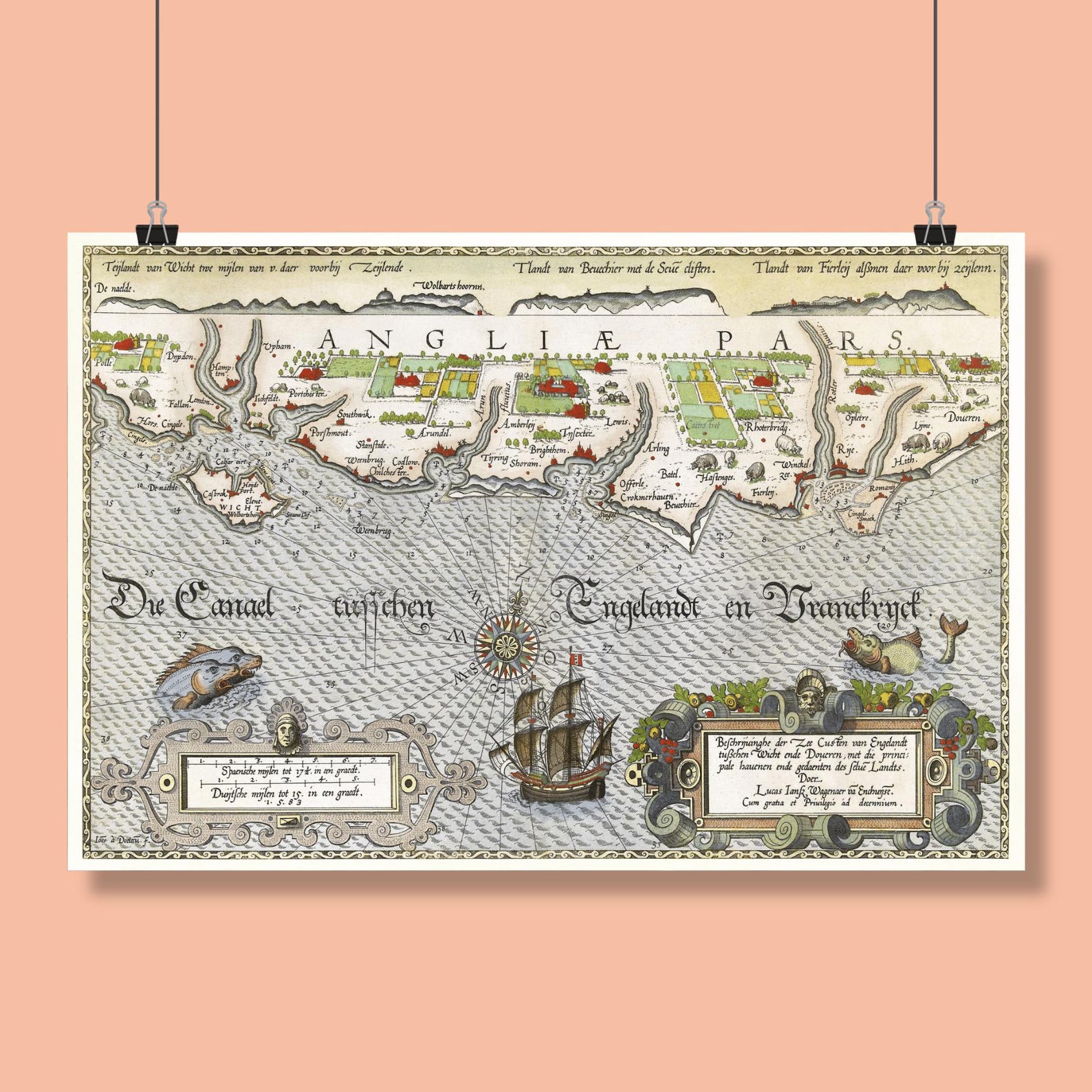 Southern England Coast Map | Vintage Map | Map of England | Britain ...