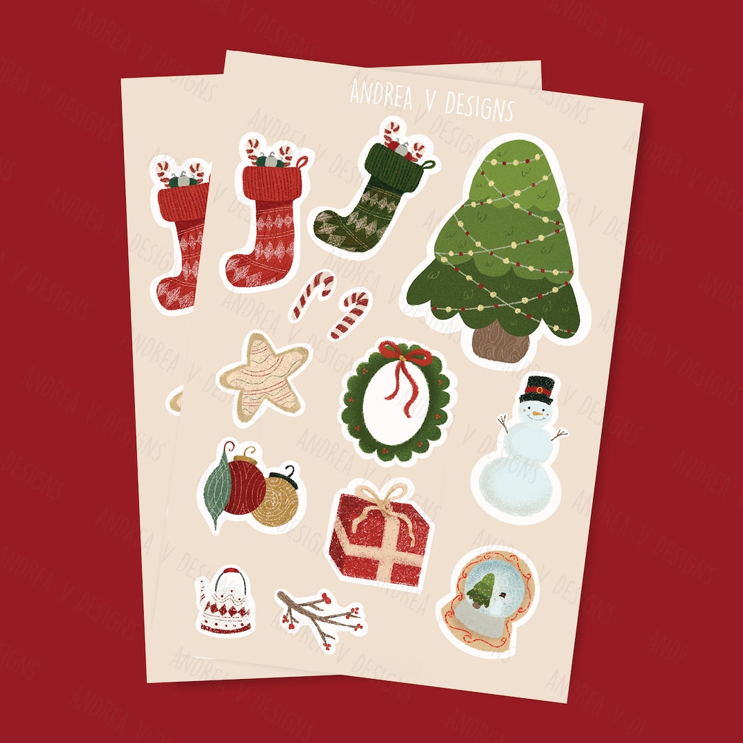 Christmas Doodles Printable Sticker Sheet | Festive Planner Decor ...