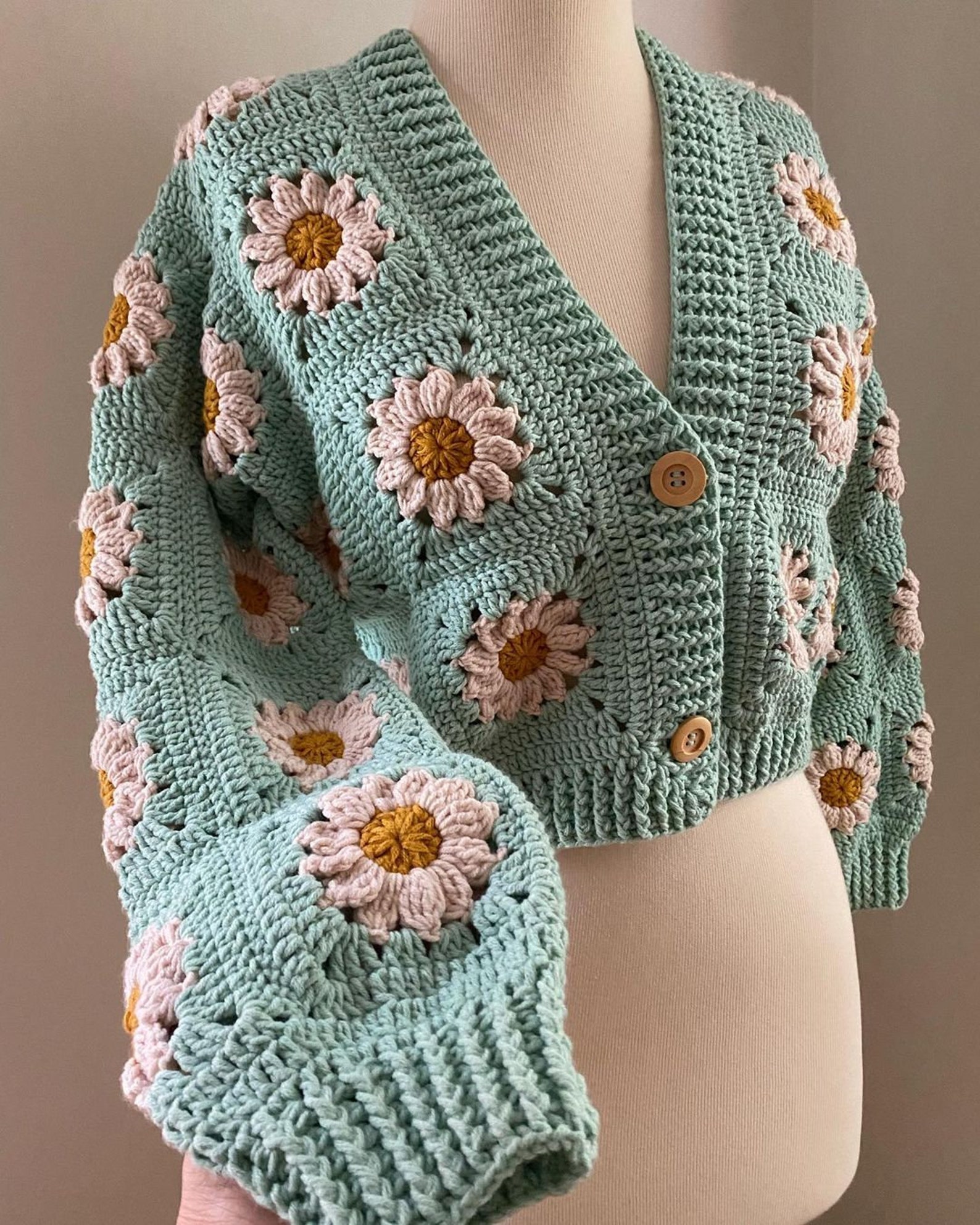 Crochet Daisy Cardigan, Handmade Stylish Cardigan, Crochet Cardigan ...