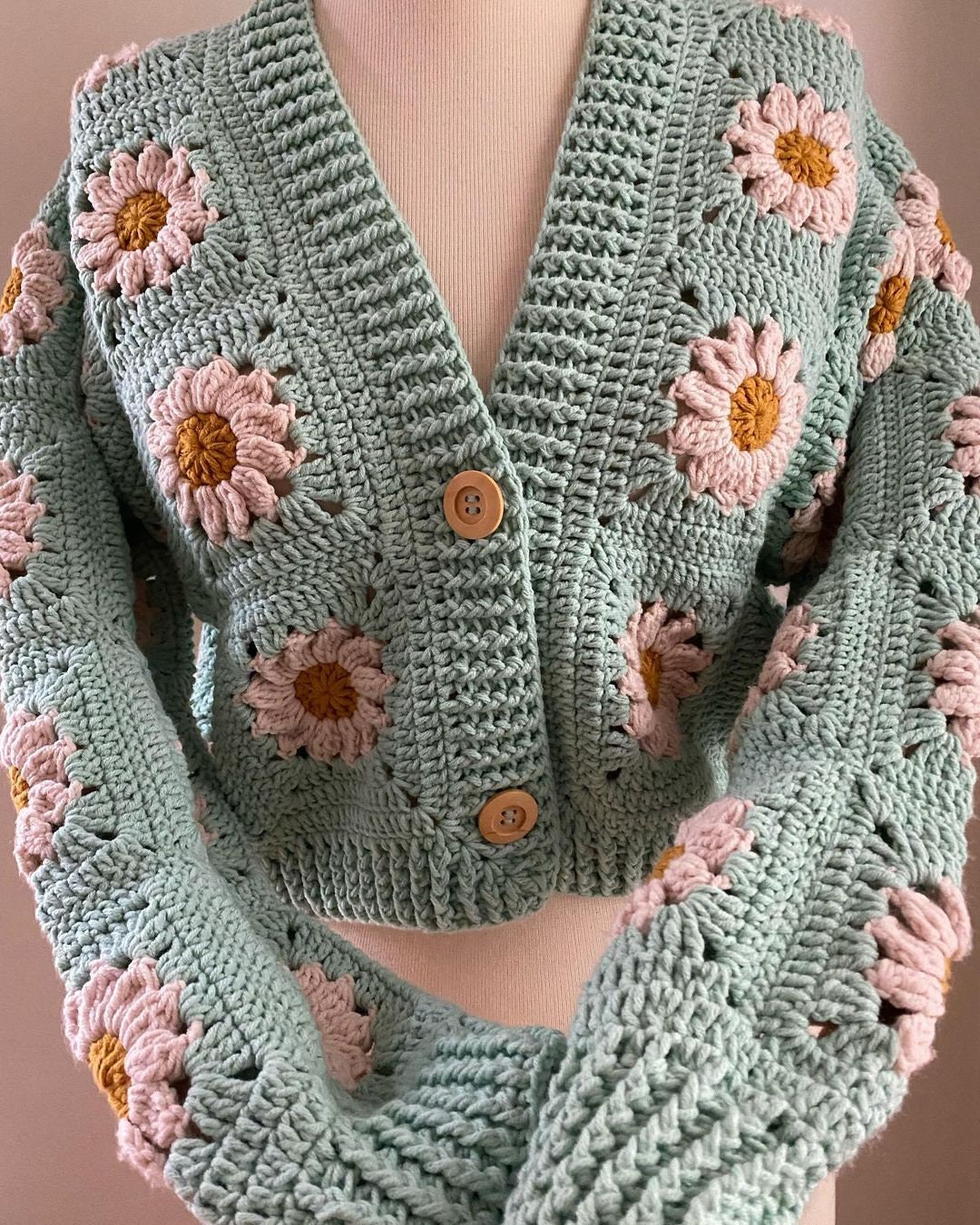 Crochet Daisy Cardigan, Handmade Stylish Cardigan, Crochet Cardigan ...