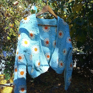 Crochet Daisy Cardigan, Handmade Stylish Cardigan, Crochet Cardigan ...