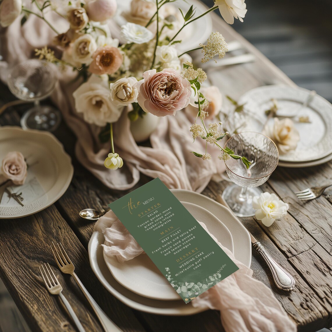 Sage Green Wedding Menu Template, Wedding Menu, Bridal Shower Lunch or ...