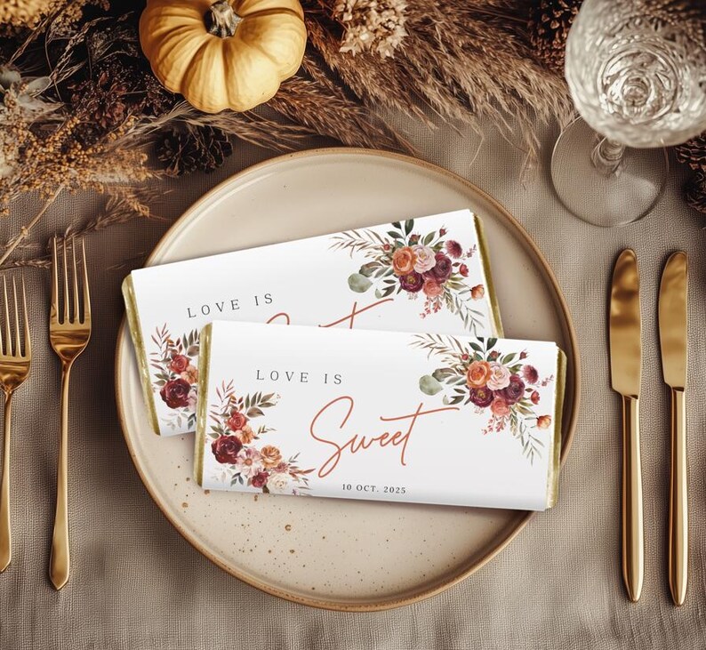 Fall in Love Bridal Shower Candy Bar Wrapper Template, Fall Bridal ...