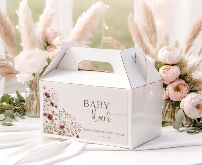 Wildflower Baby Shower Gable Box Label Editable Baby in Bloom Floral ...