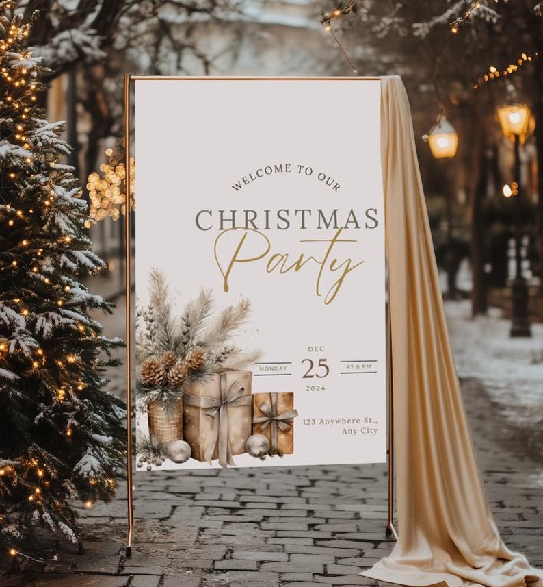 Christmas Welcome Sign Editable Welcome Poster Template Modern Holiday ...