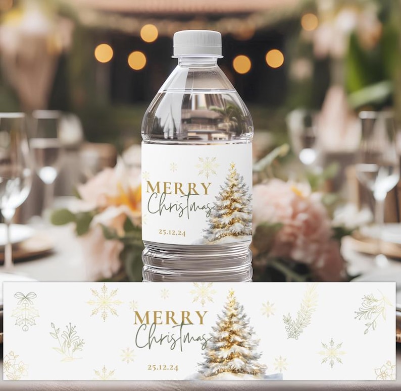 Christmas Water Bottle Label Template Christmas Party Decor Printable ...