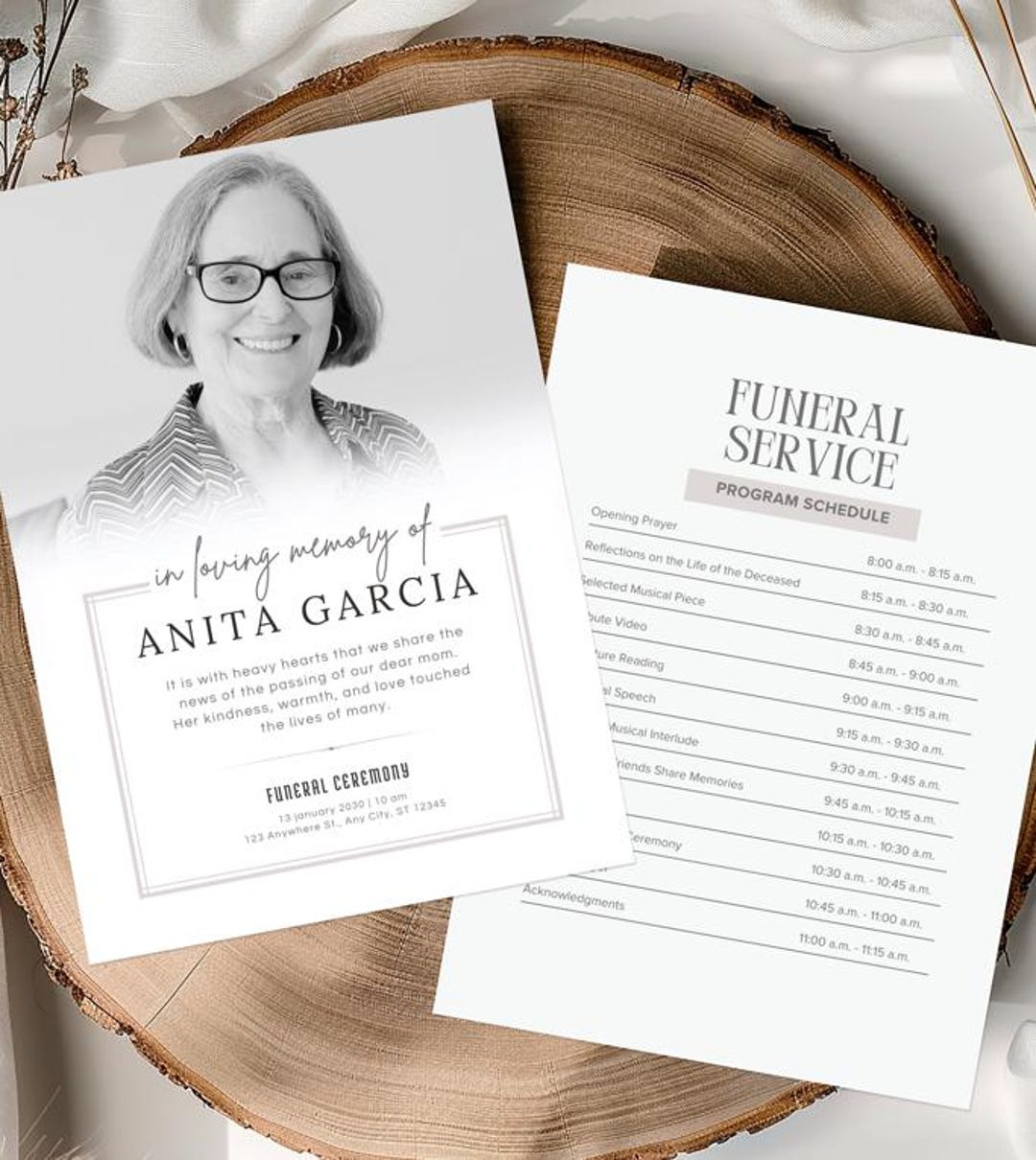 Minimalist Funeral Program Template Simple Funeral Memorial Program ...