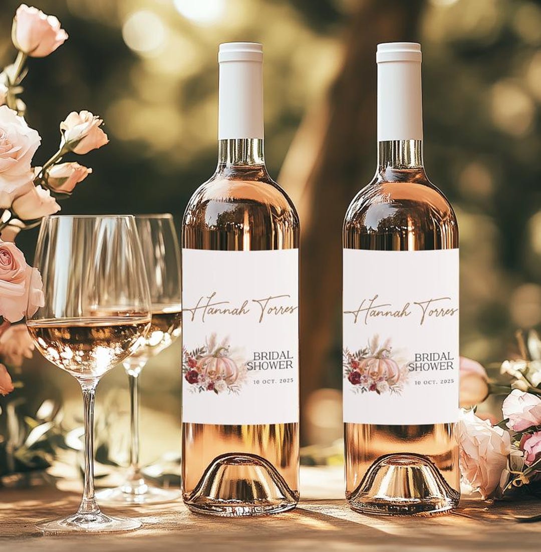 Fall in Love Wine Label Template, Fall Wedding Autumn Bridal Shower ...