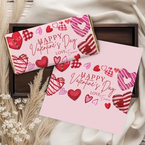 Valentine's Day Chocolate Bar Wrapper Template, Printable Hearts Candy ...