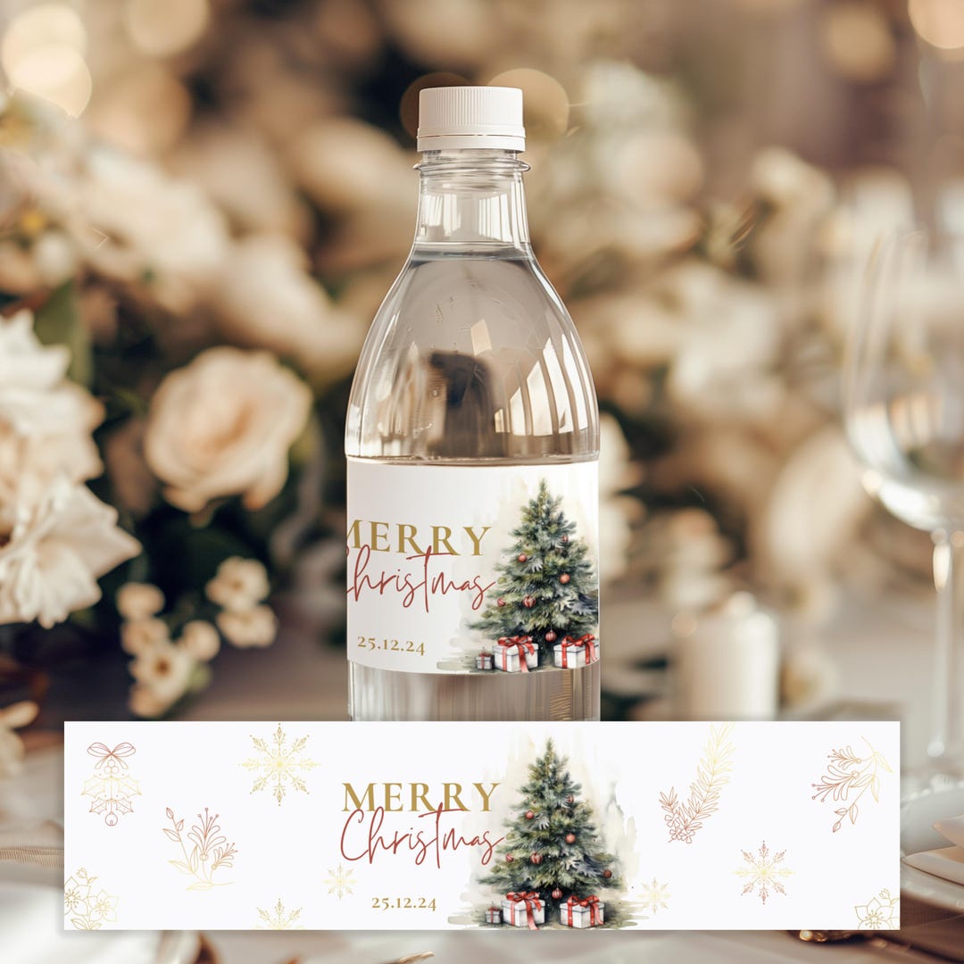 Christmas Water Bottle Label Template Christmas Party Decor Printable ...