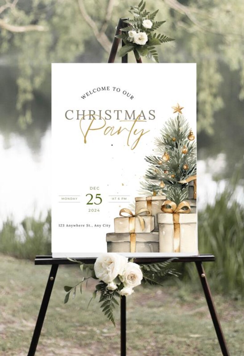 Christmas Welcome Sign Editable Welcome Poster Template Modern Holiday ...