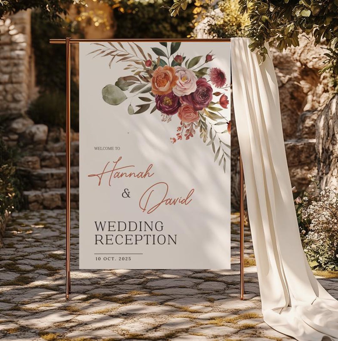 Fall in Love Wedding Welcome Sign, Autumn Wedding Welcome Sign, Fall ...