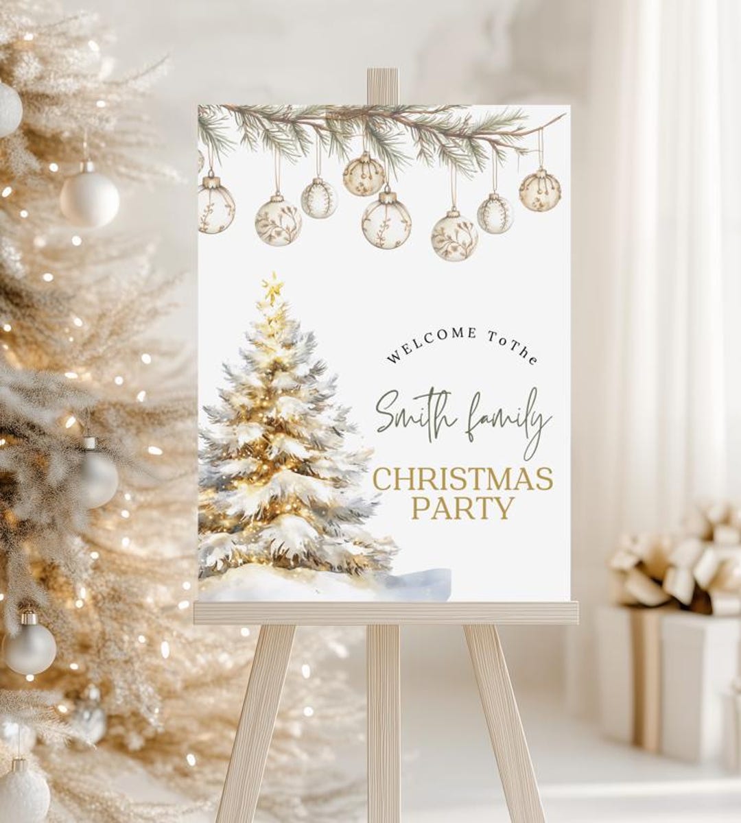 Christmas Welcome Sign Editable Welcome Poster Template Modern Holiday ...