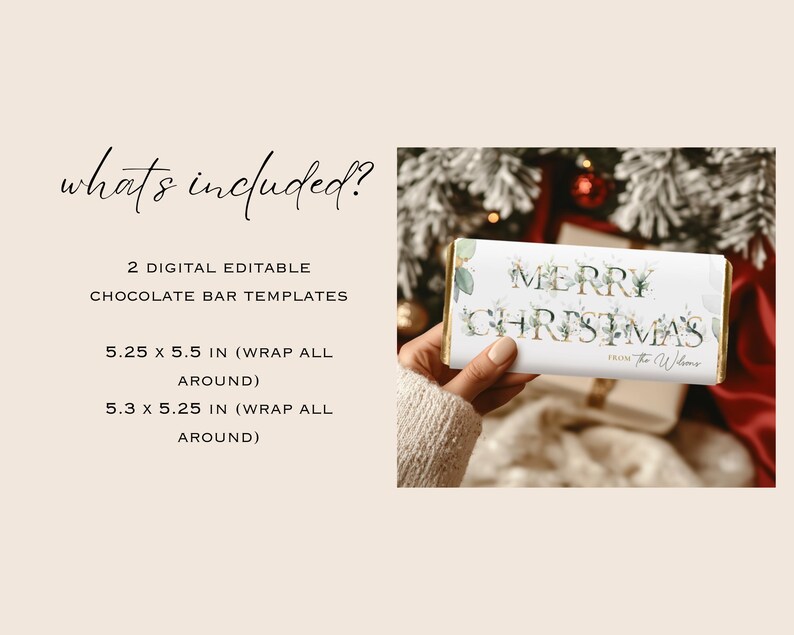 Christmas Chocolate Bar Wrapper Template Editable Candy Bar Wrapper ...