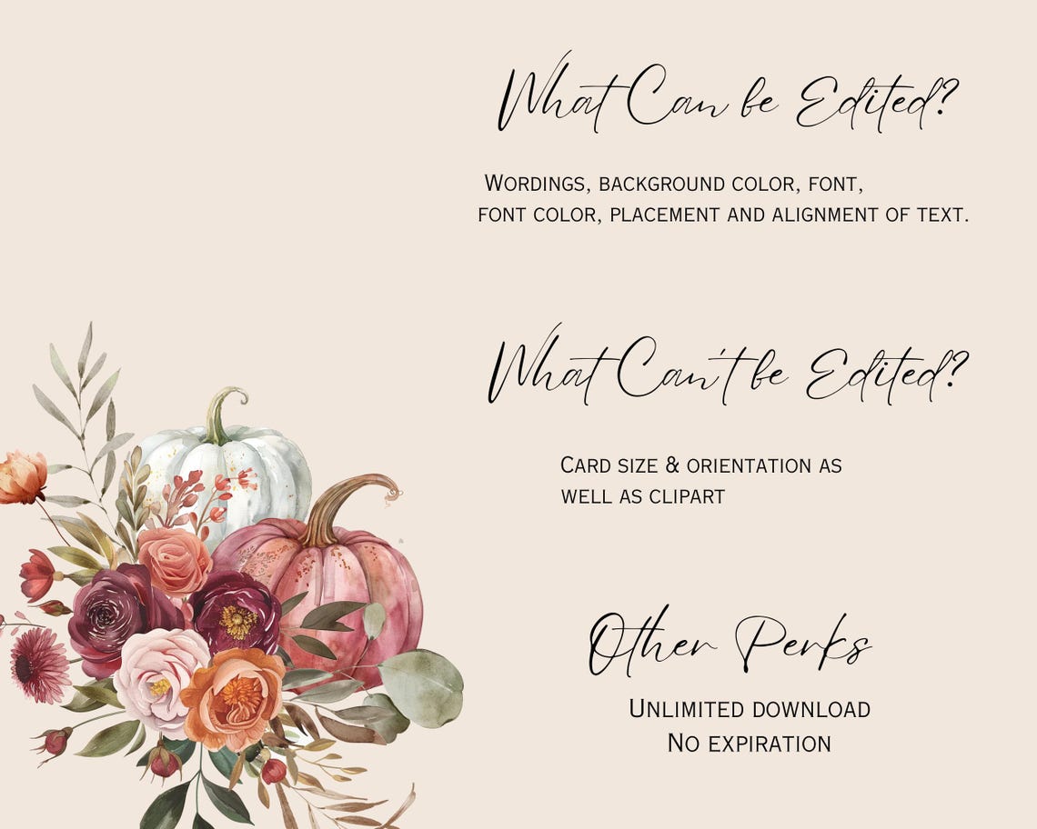 Bridesmaid Bouquet Tag Template, Fall Bridal Favor Tag, Autumn Wedding ...