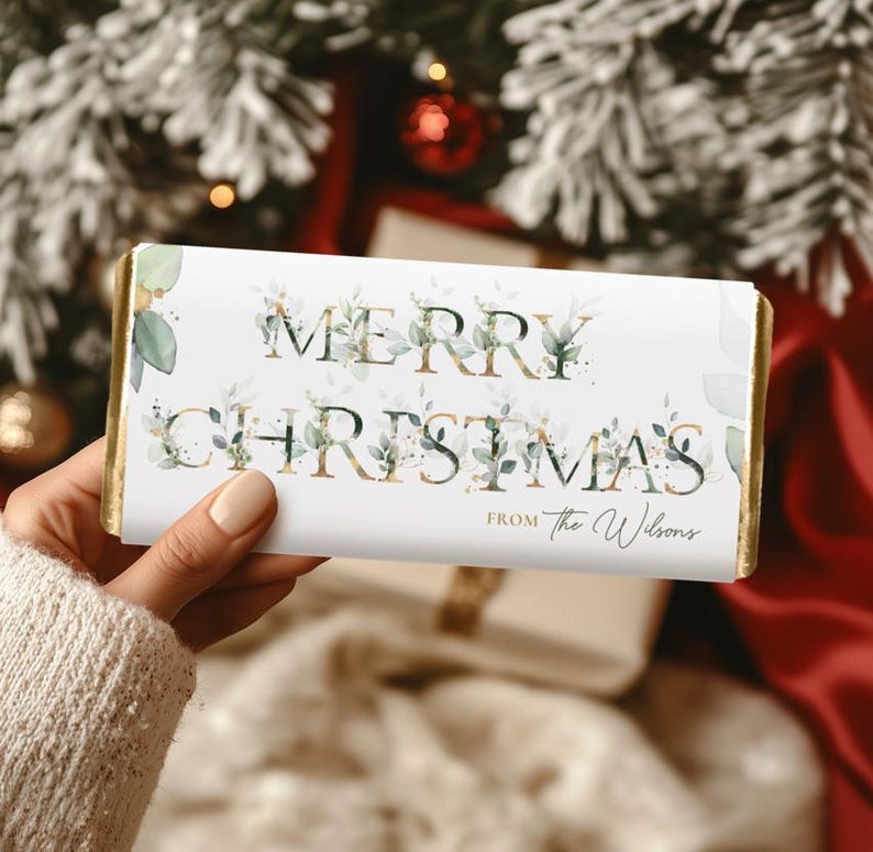 Christmas Chocolate Bar Wrapper Template Editable Candy Bar Wrapper ...