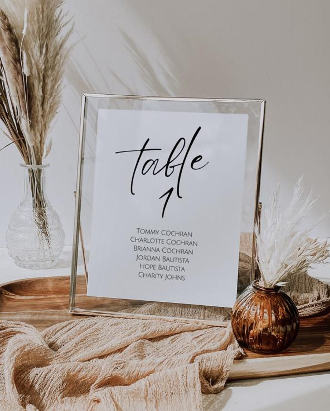 Minimalist Table Seating Card Template, DIY Wedding Seating Chart ...