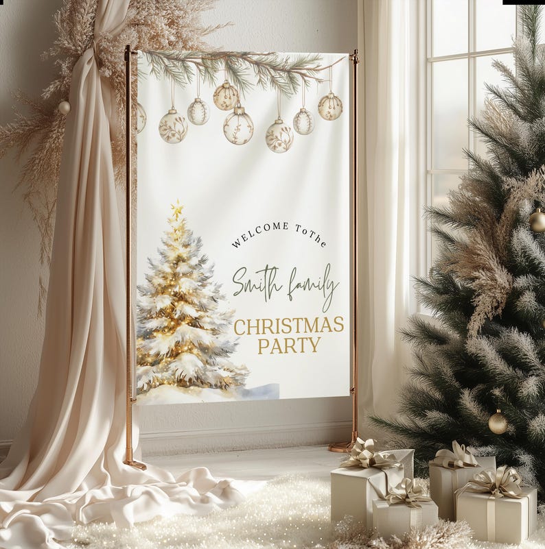 Christmas Welcome Sign Editable Welcome Poster Template Modern Holiday ...