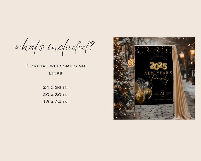 New Years Eve Welcome Sign, New Years Celebration Sign, New Years Eve ...