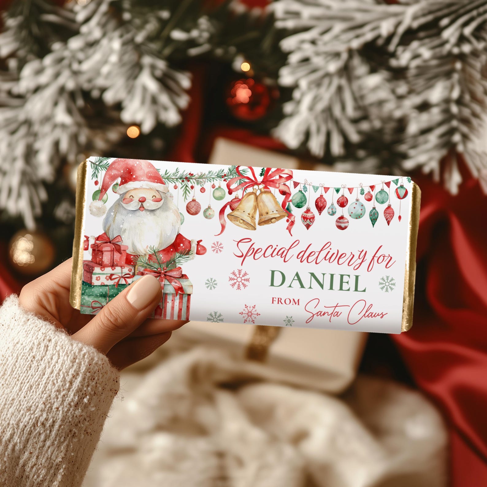 Christmas Chocolate Bar Wrapper Template Editable Candy Bar Wrapper ...