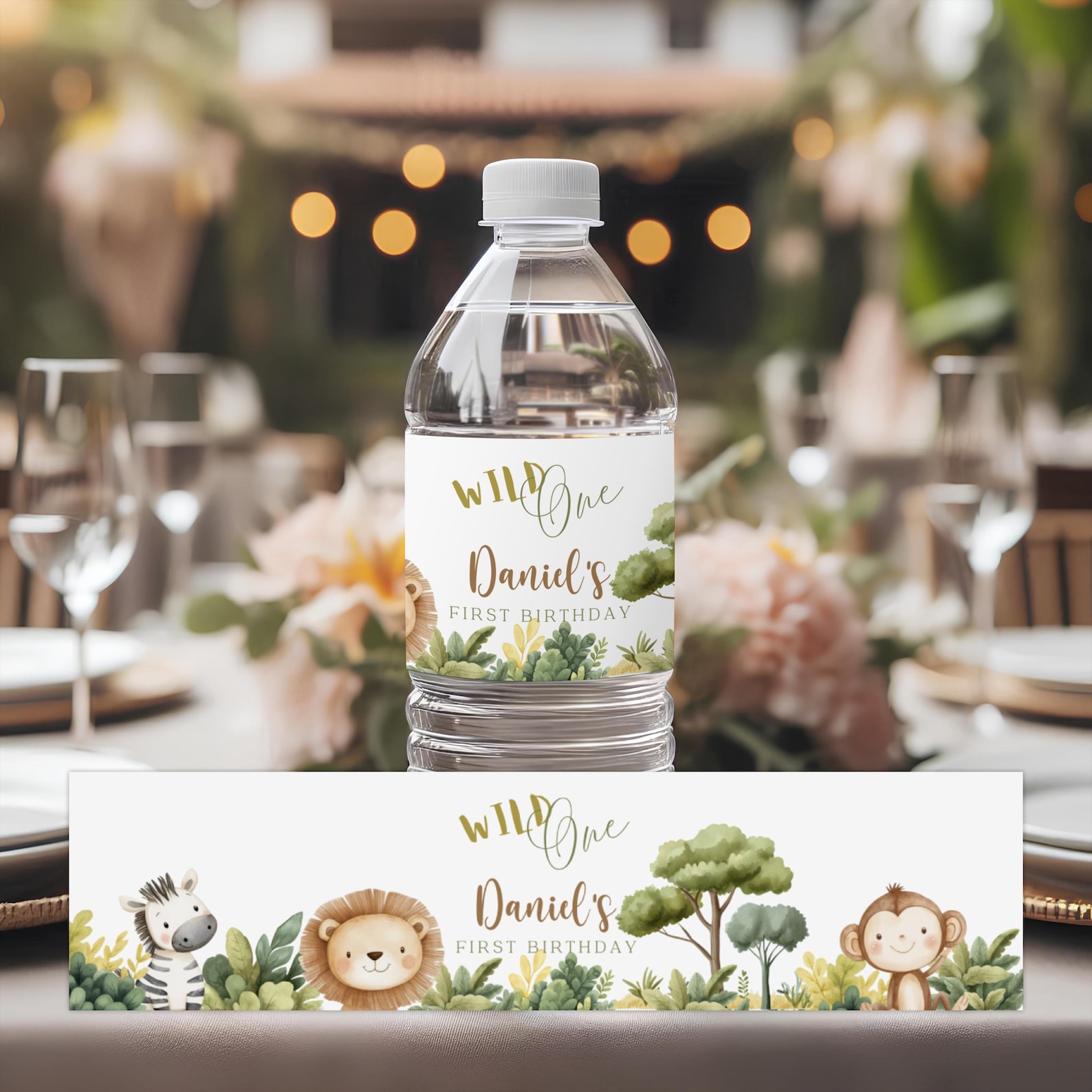Safari Bottle Label Boy Jungle Animals Water Bottle Labels Wild One ...