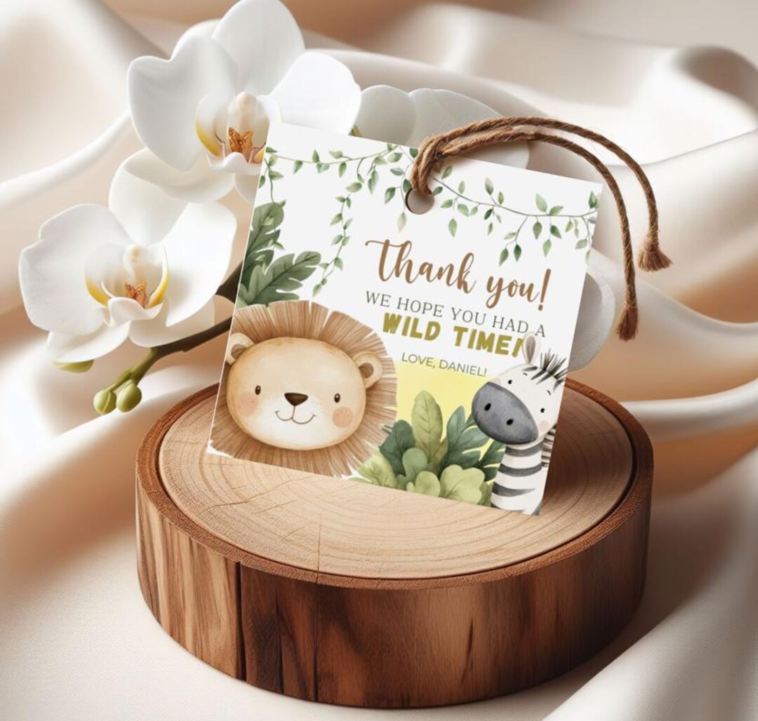 Editable Safari Thank You Tags, Safari Birthday Decorations, Jungle ...