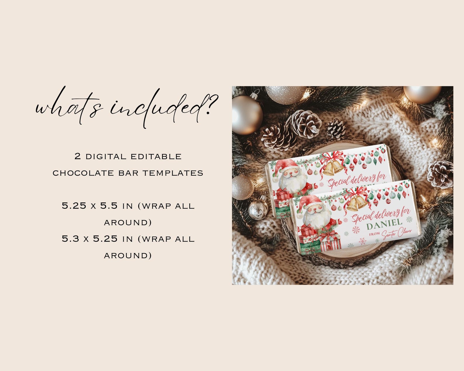 Christmas Chocolate Bar Wrapper Template Editable Candy Bar Wrapper ...