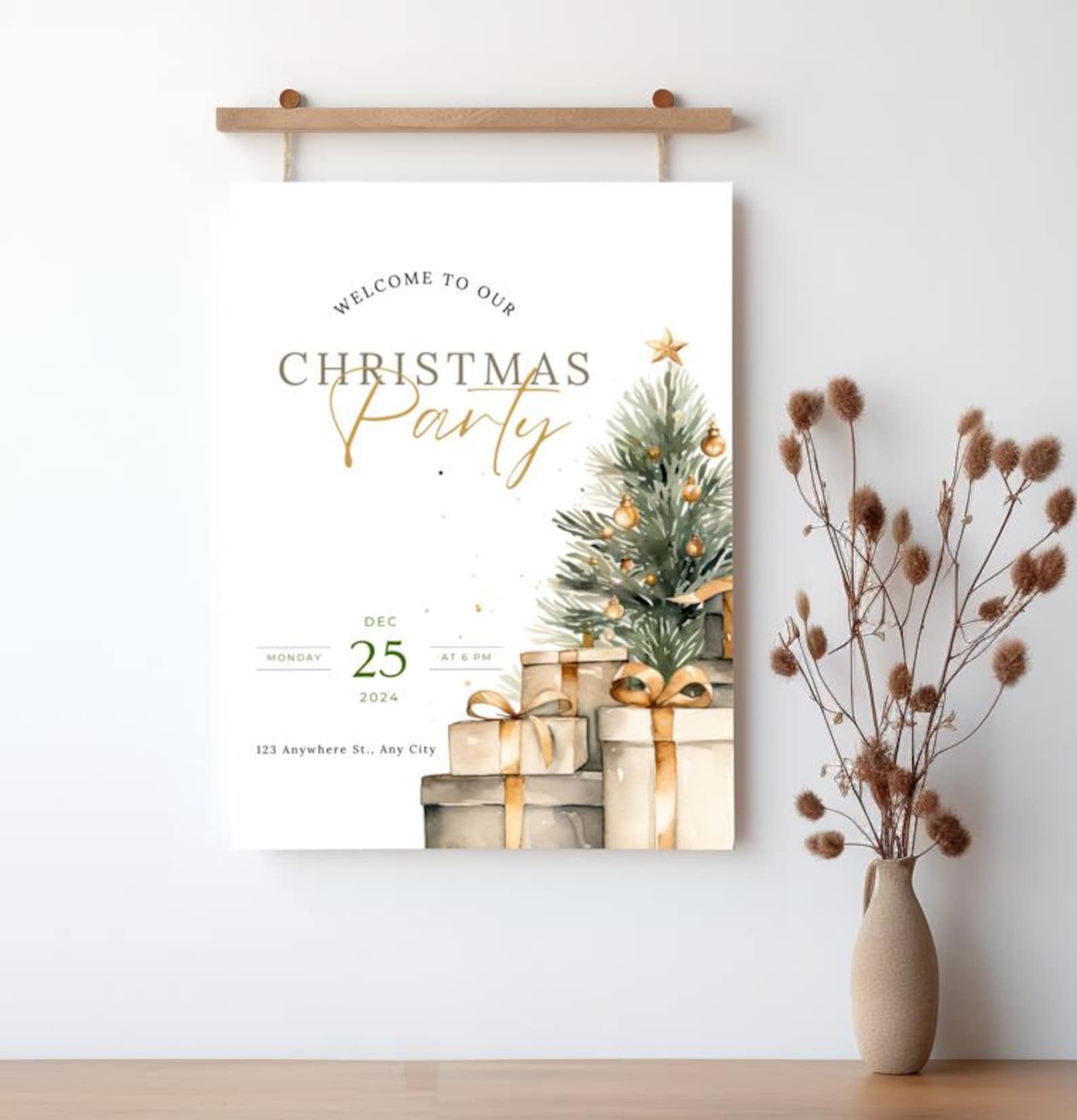 Christmas Welcome Sign Editable Welcome Poster Template Modern Holiday ...