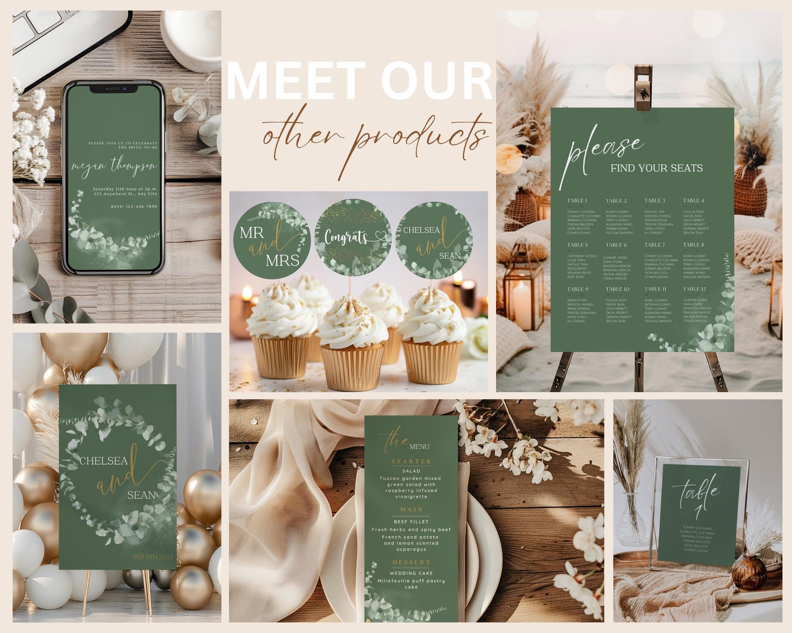 Minimalist Table Seating Card Template, DIY Wedding Seating Chart ...