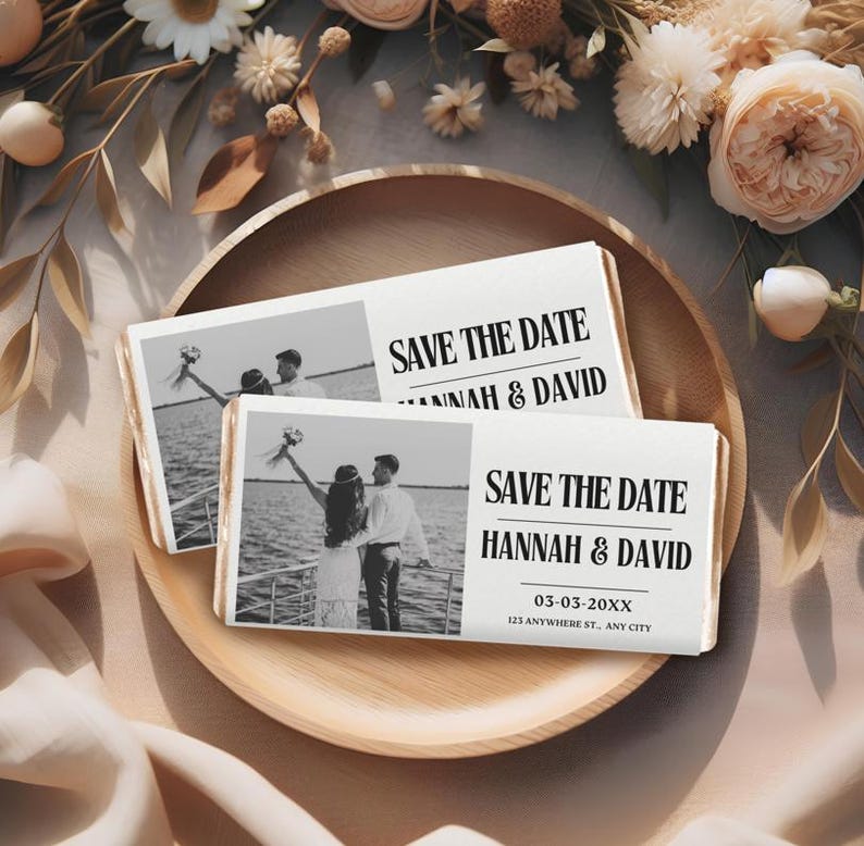 Save the Date Chocolate Bar Wrapper Template Editable Candy Bar Wrapper ...