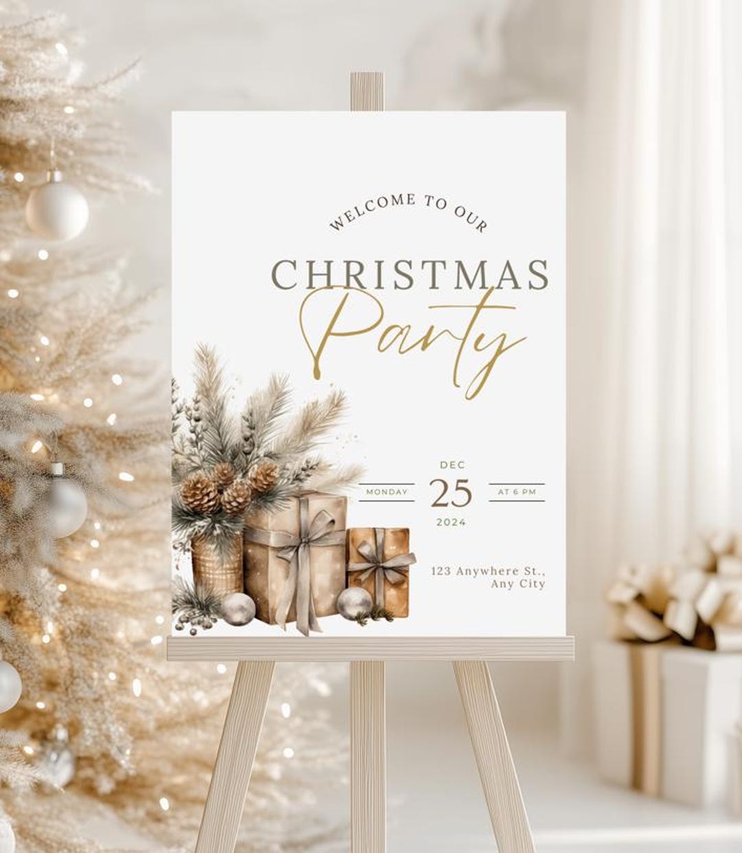 Christmas Welcome Sign Editable Welcome Poster Template Modern Holiday ...