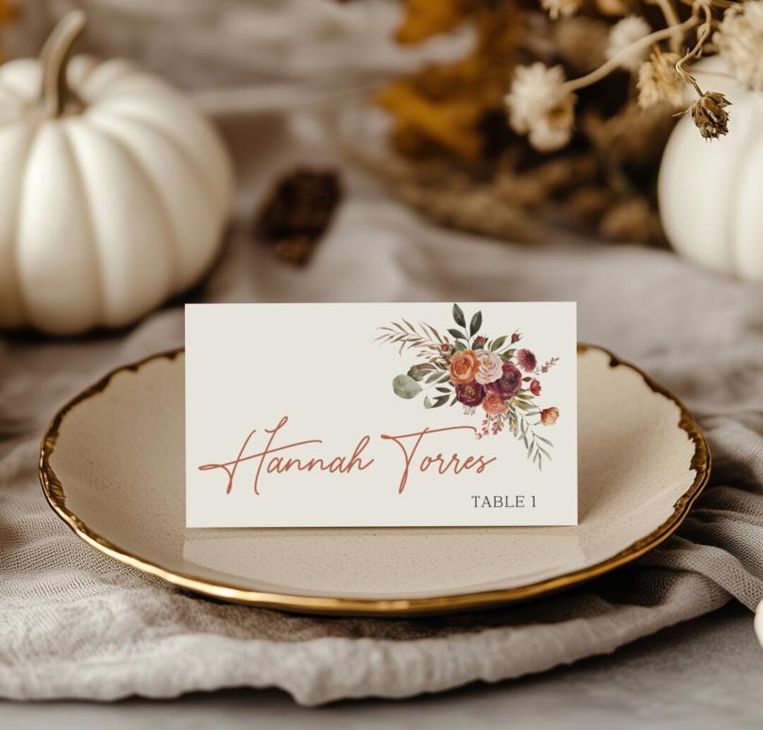 Editable Place Card Template Printable Place Card Fall Wedding Place ...