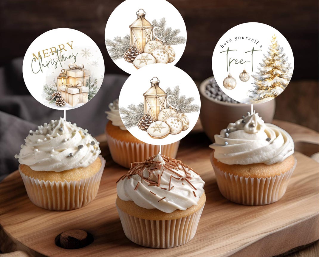 Christmas Cupcake Topper Template, 3 Templates, Holiday Cupcake Toppers ...