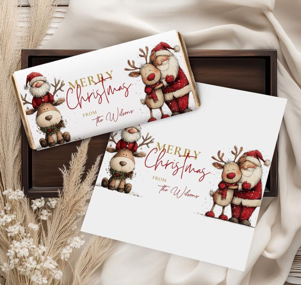 Christmas Chocolate Bar Wrapper Template Editable Candy Bar Wrapper ...