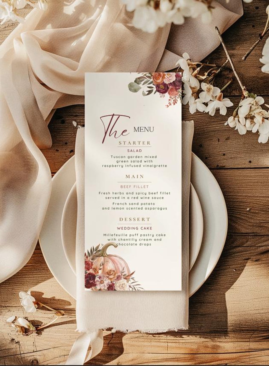 Fall in Love Menu Template, Wedding Menu, Bridal Shower Lunch or Brunch ...
