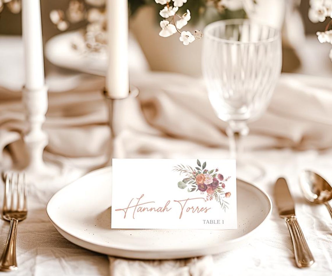 Editable Place Card Template Printable Place Card Fall Wedding Place ...