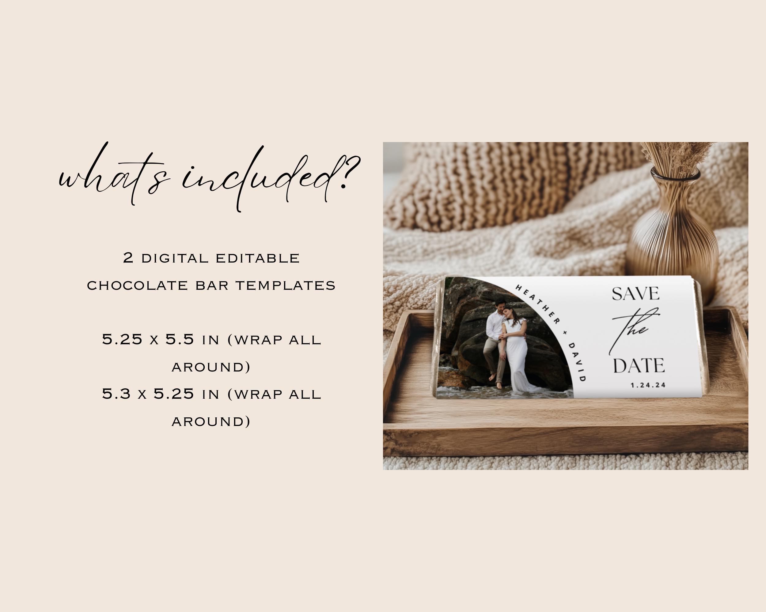 Save the Date Chocolate Bar Wrapper Template Editable Candy Bar Wrapper ...
