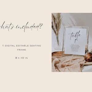 Minimalist Table Seating Card Template, DIY Wedding Seating Chart ...