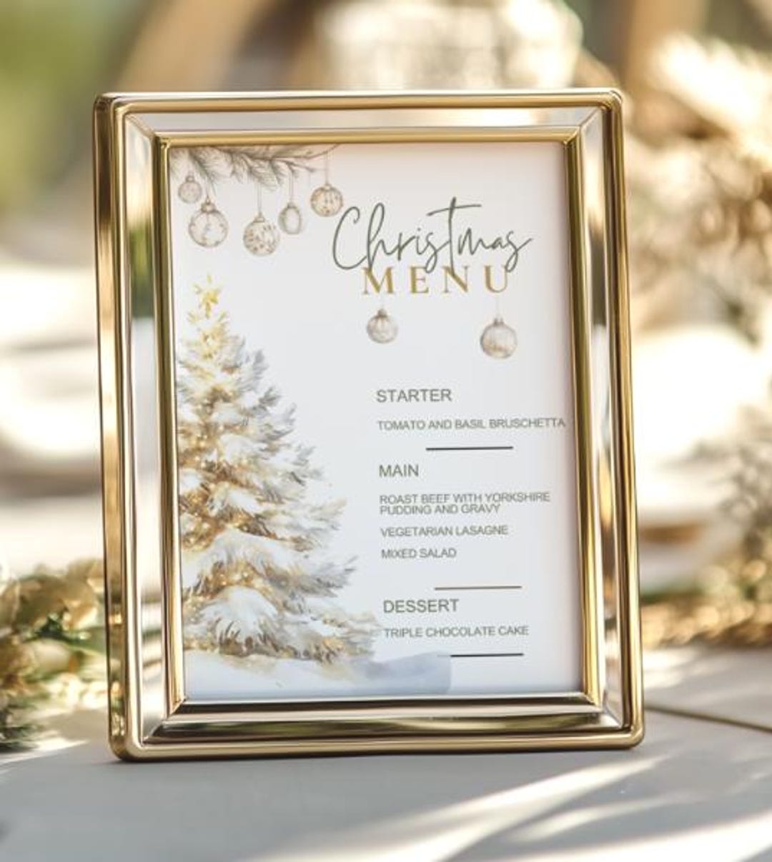 Christmas Tree Menu Card Template Editable Christmas Holiday Printable ...