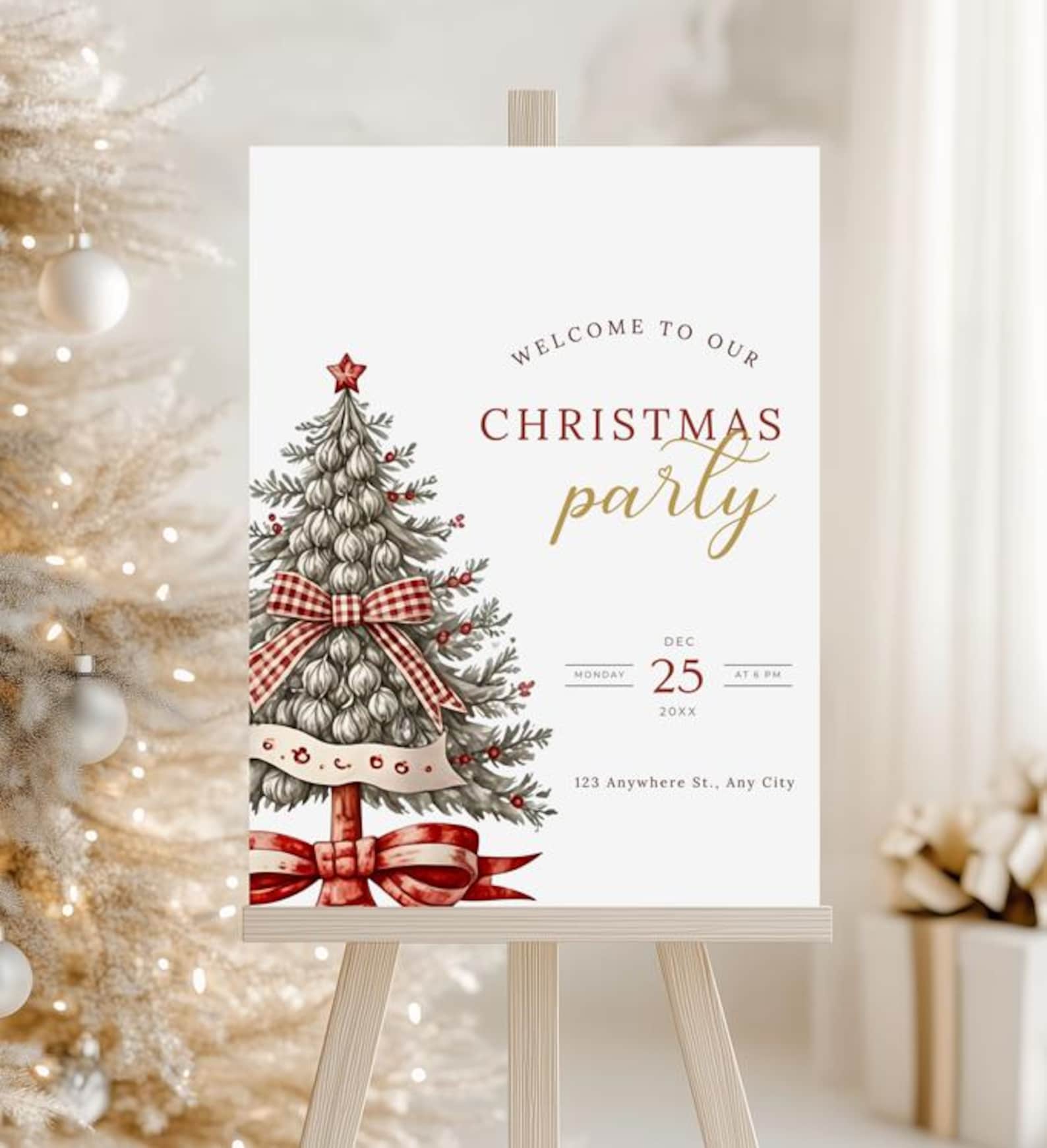 Christmas Welcome Sign Editable Welcome Poster Template Modern Holiday ...